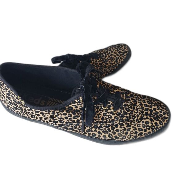 Keds | Shoes | Keds Leopard Print Lace Up Sneakers With Black Velvet ...